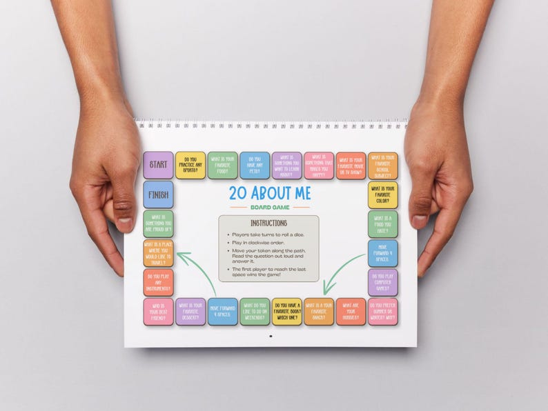 All About Me Printable Board Game for Kids Back to School Ice Breaker ...