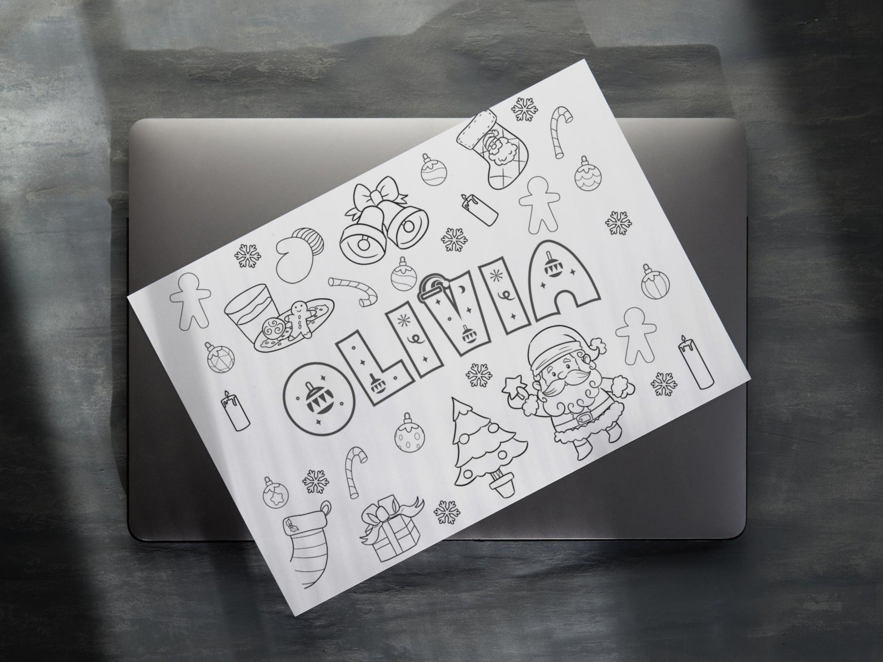 Christmas Custom Name Coloring Page for Toddler, Preschool, Pre-k, Name ...