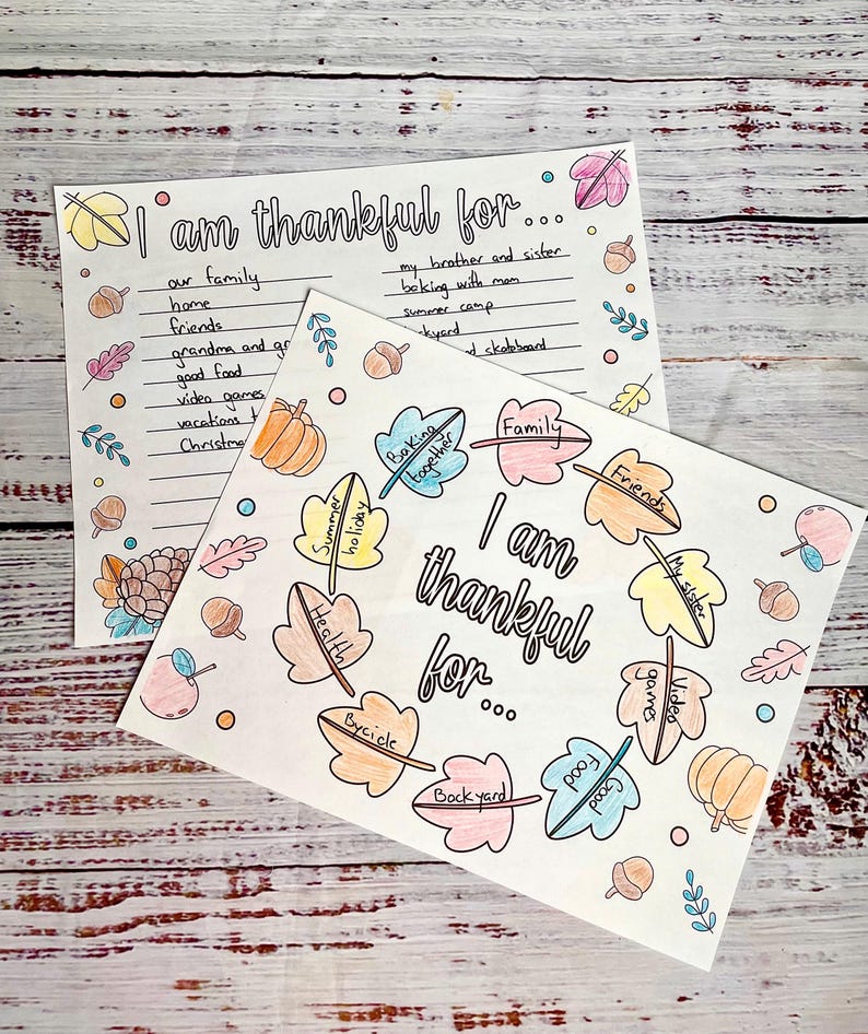 I Am Thankful for Printable Activity for Kids, Thankful List, Family ...