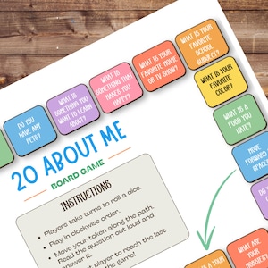 All About Me Printable Board Game for Kids Back to School Ice Breaker ...