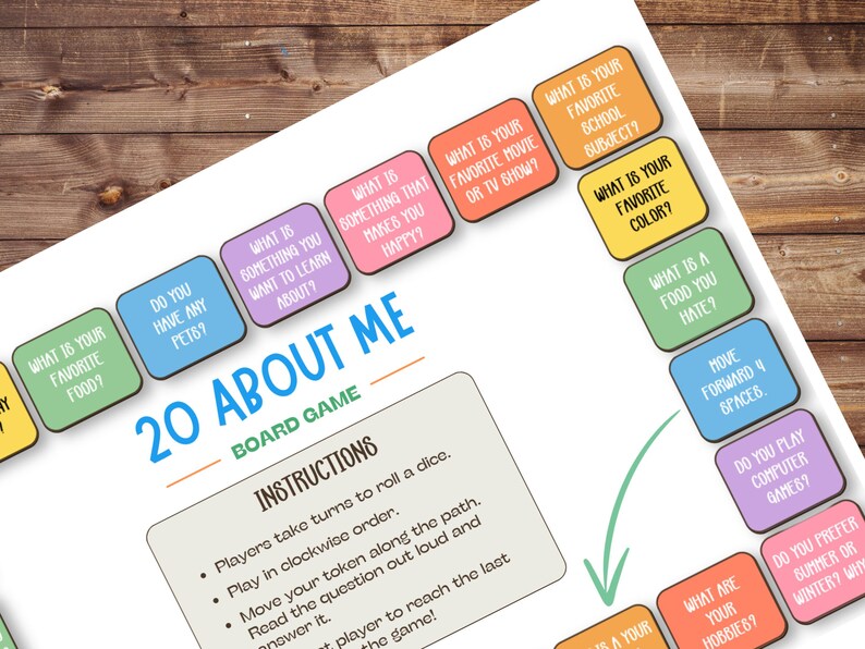 All About Me Printable Board Game for Kids Back to School Ice Breaker ...