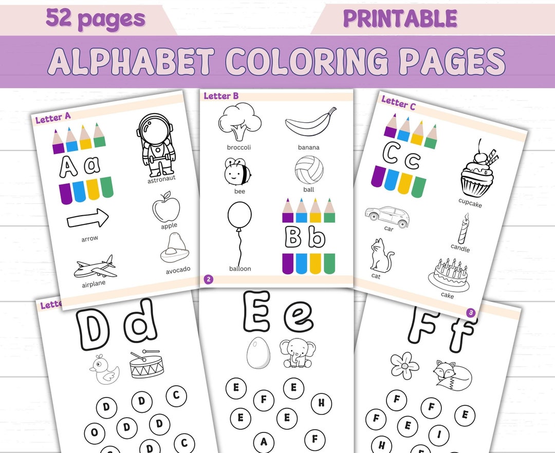52 Alphabet Coloring Book ABC Coloring Pages Preschool Alphabet ...