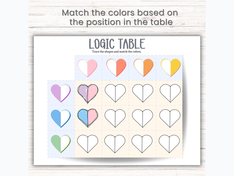 10 Easy Logic Table Bundle Printable Shapes and Colors Logic Table ...