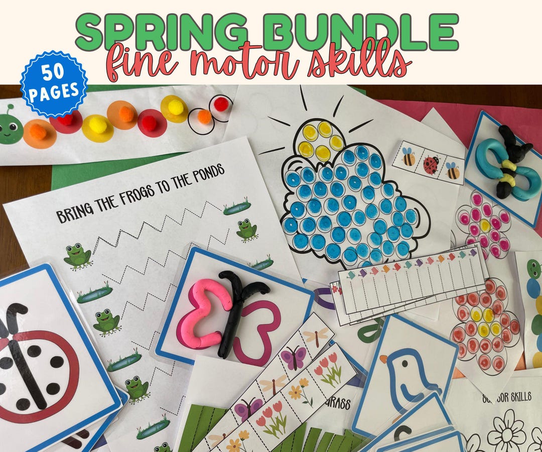 Spring Fine Motor Skills Bundle, Printable Kindergarten Worksheets ...