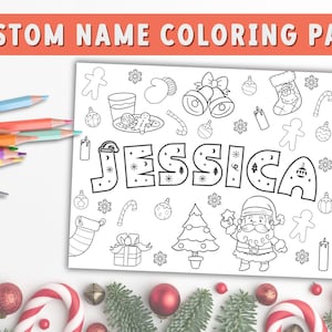 Christmas Custom Name Coloring Page for Toddler, Preschool, Pre-k, Name ...