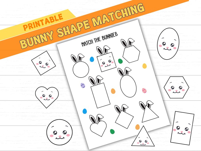 Shapes Matching Activity Printable for Kids, Toddler Bunny Worksheets ...