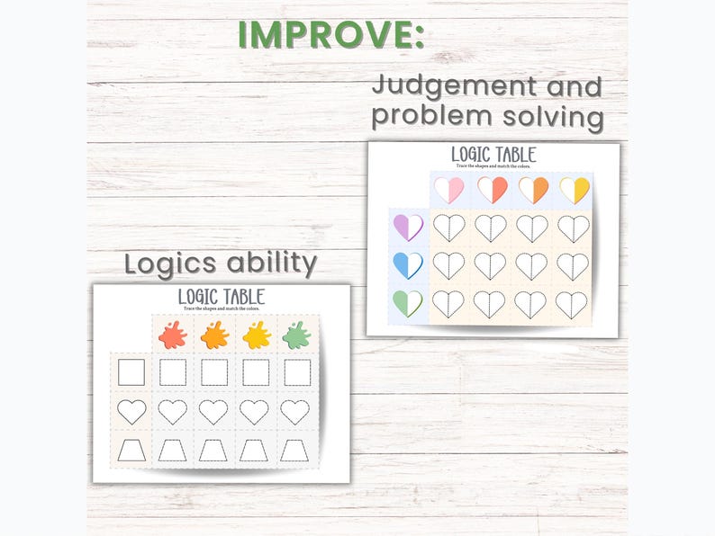 10 Easy Logic Table Bundle Printable Shapes and Colors Logic Table ...