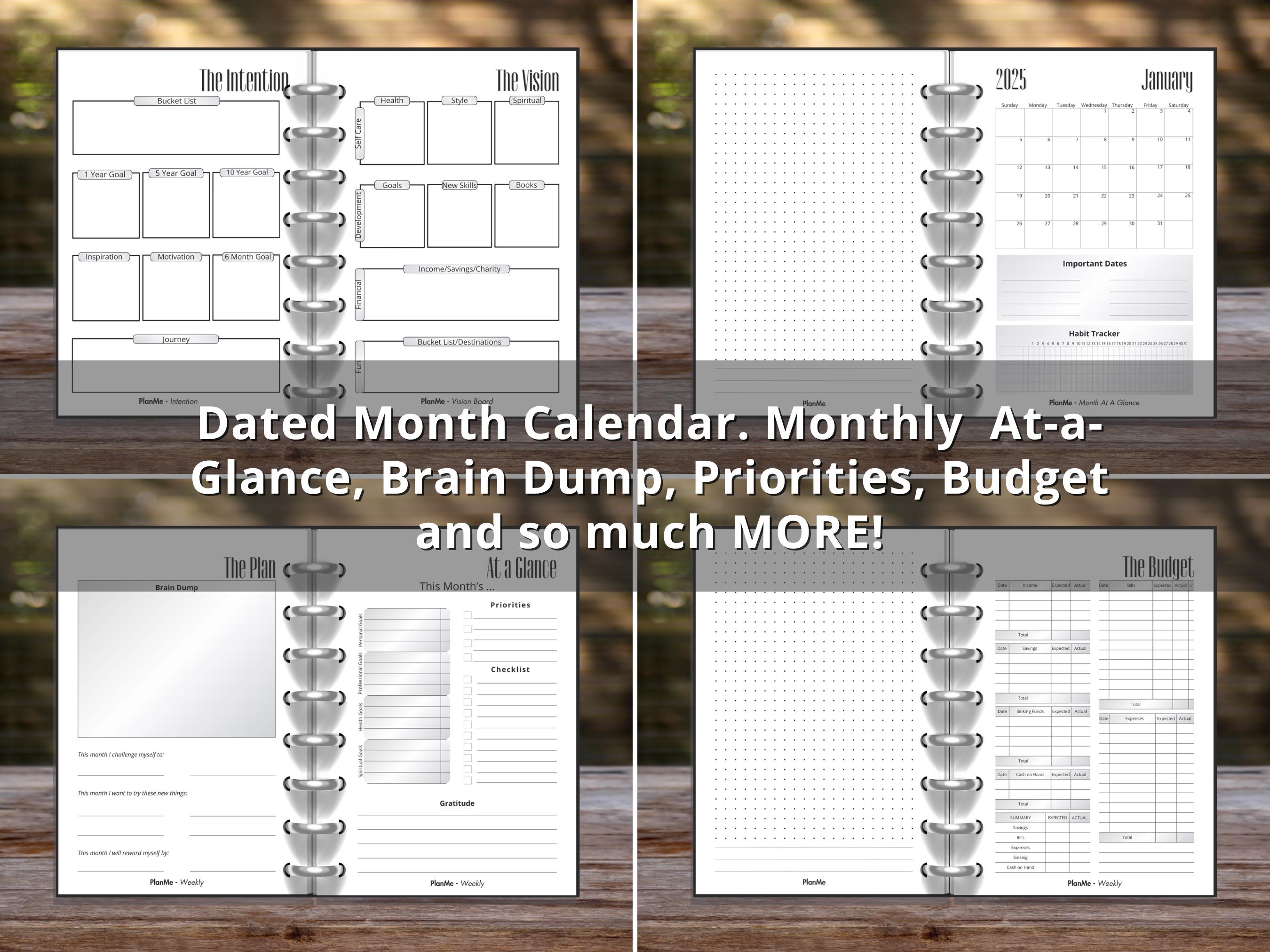 2025 Undated Weekly Planner, Desert Cactus Cover, 16-hr Day, Monthly ...