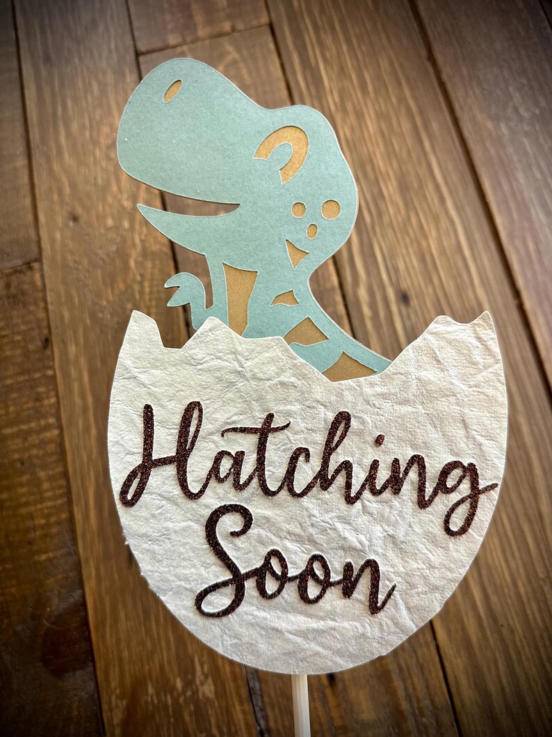 Dinosaur Baby Shower Cake Topper Dino Cake Topper Hatching Soon Cake ...