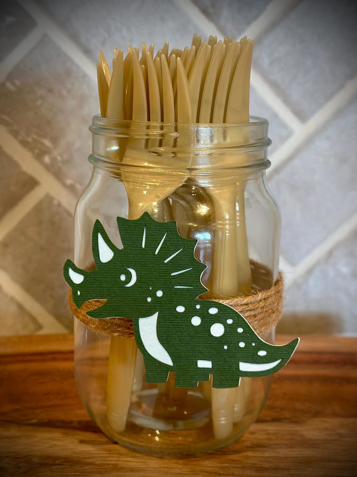 Mason Jar Utensil Set Dinosaur Mason Jars Dinosaur Baby Shower Dinosaur ...