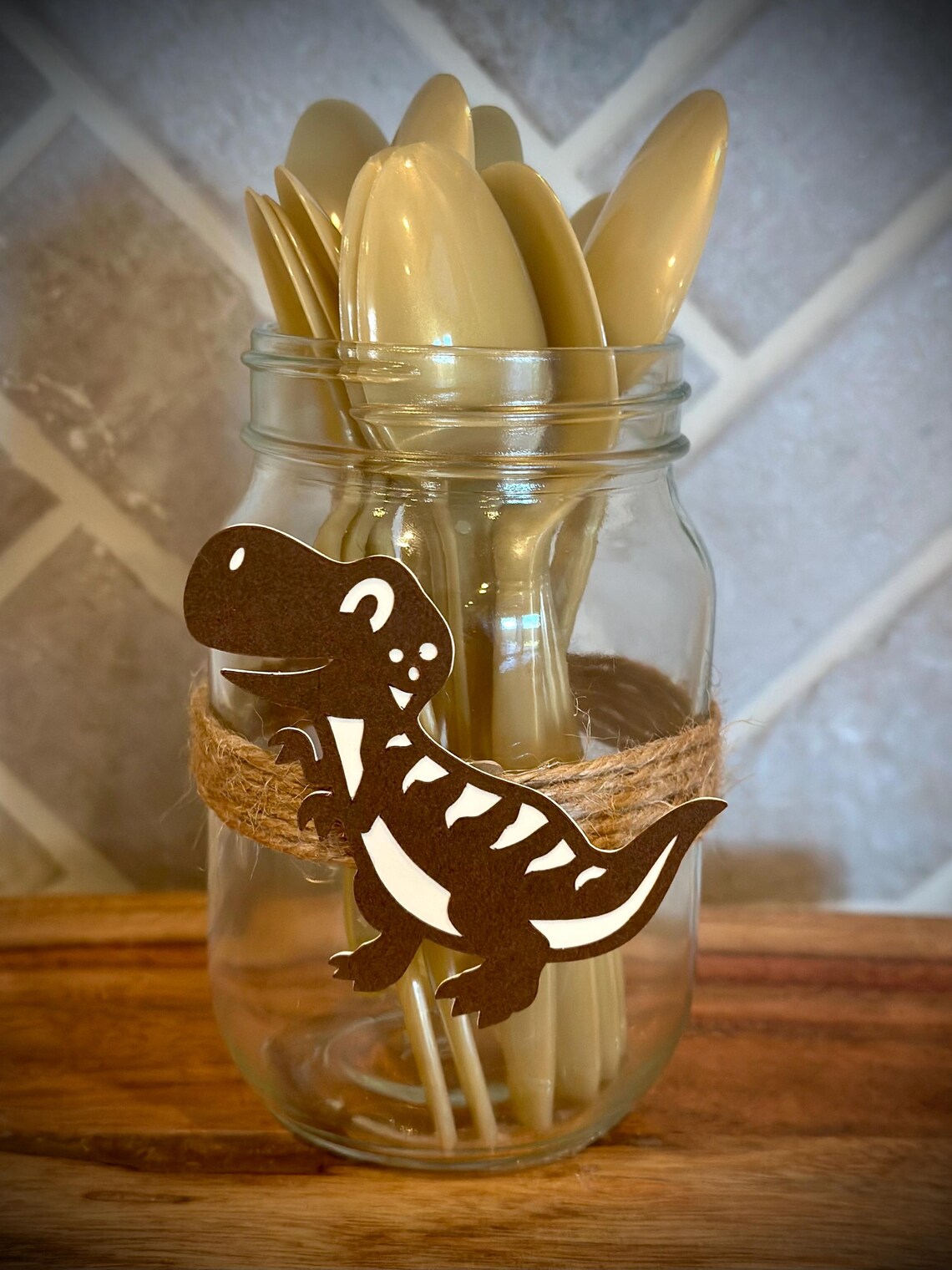 Mason Jar Utensil Set Dinosaur Mason Jars Dinosaur Baby Shower Dinosaur ...