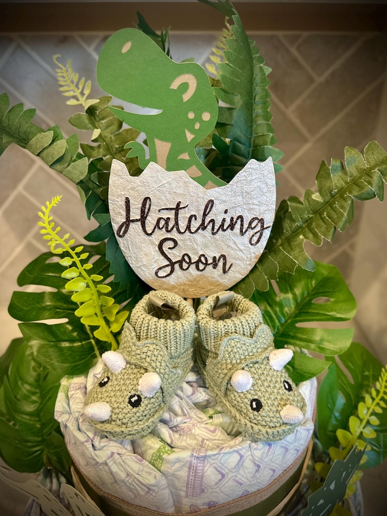 Dinosaur Baby Shower Cake Topper Dino Cake Topper Hatching Soon Cake ...