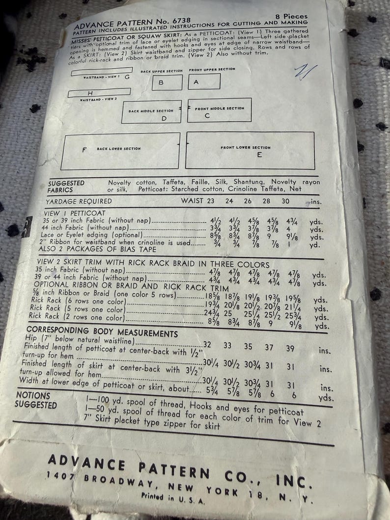 Vintage Advance Flouted Skirt Pattern - Etsy