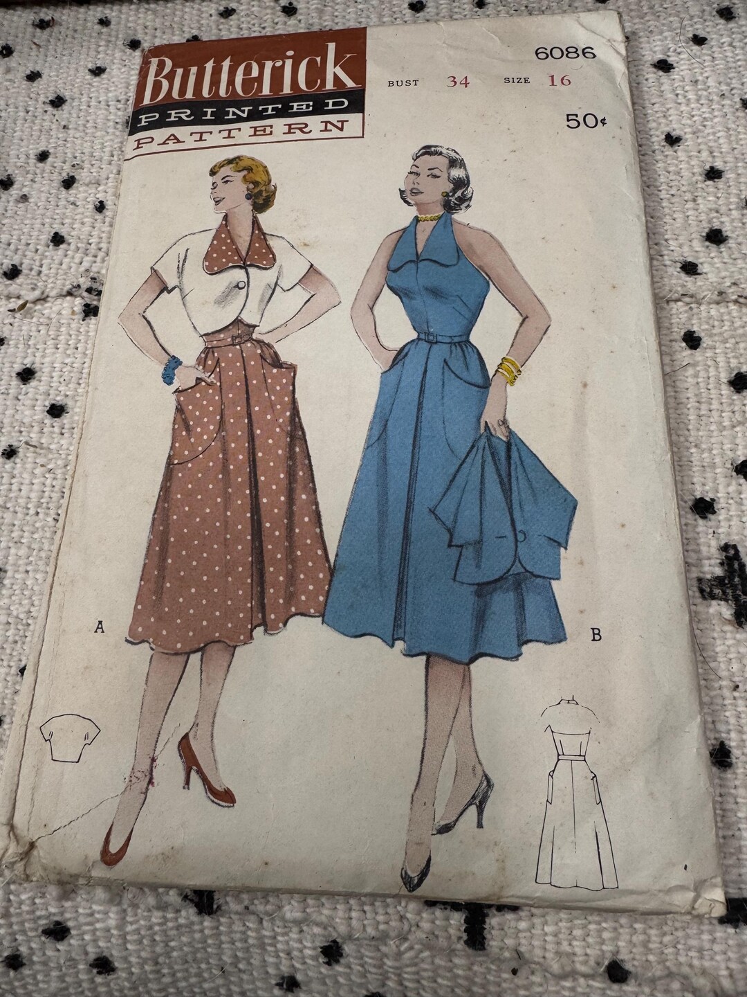 1950’s Butterick Pattern 6086 Dress W Caplet - Etsy