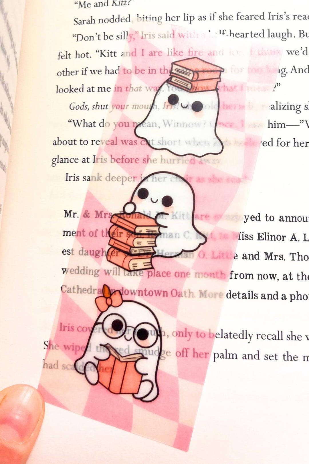 Cute Ghost Translucent Bookmark Pink Ghost Bookmark Halloween Bookmark ...