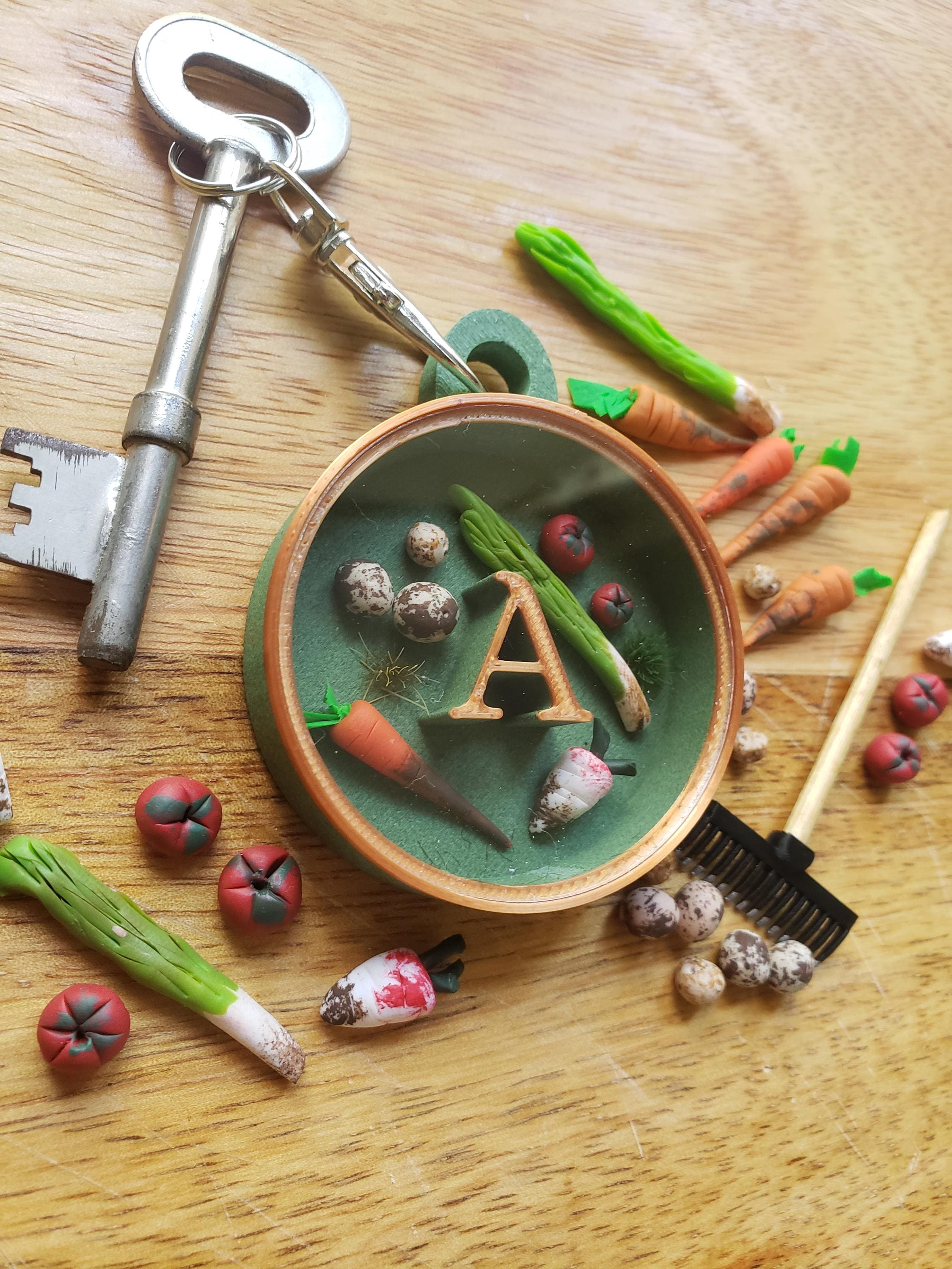Personalized Gardener Keyring: Handmade Polymer Clay Vegetable Charm - Etsy