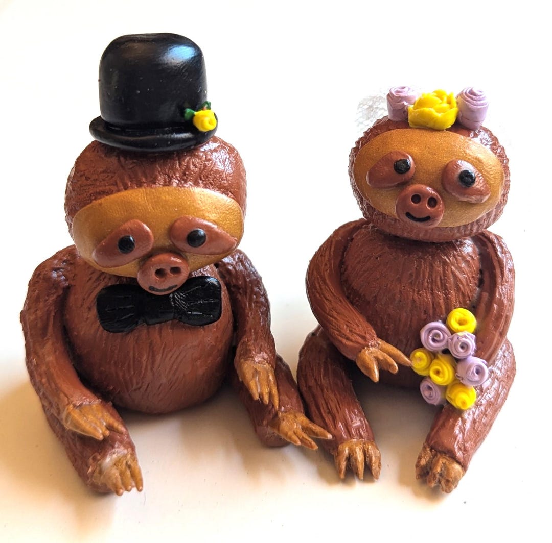 Sloth Bride & Groom Wedding Cake Topper - Etsy