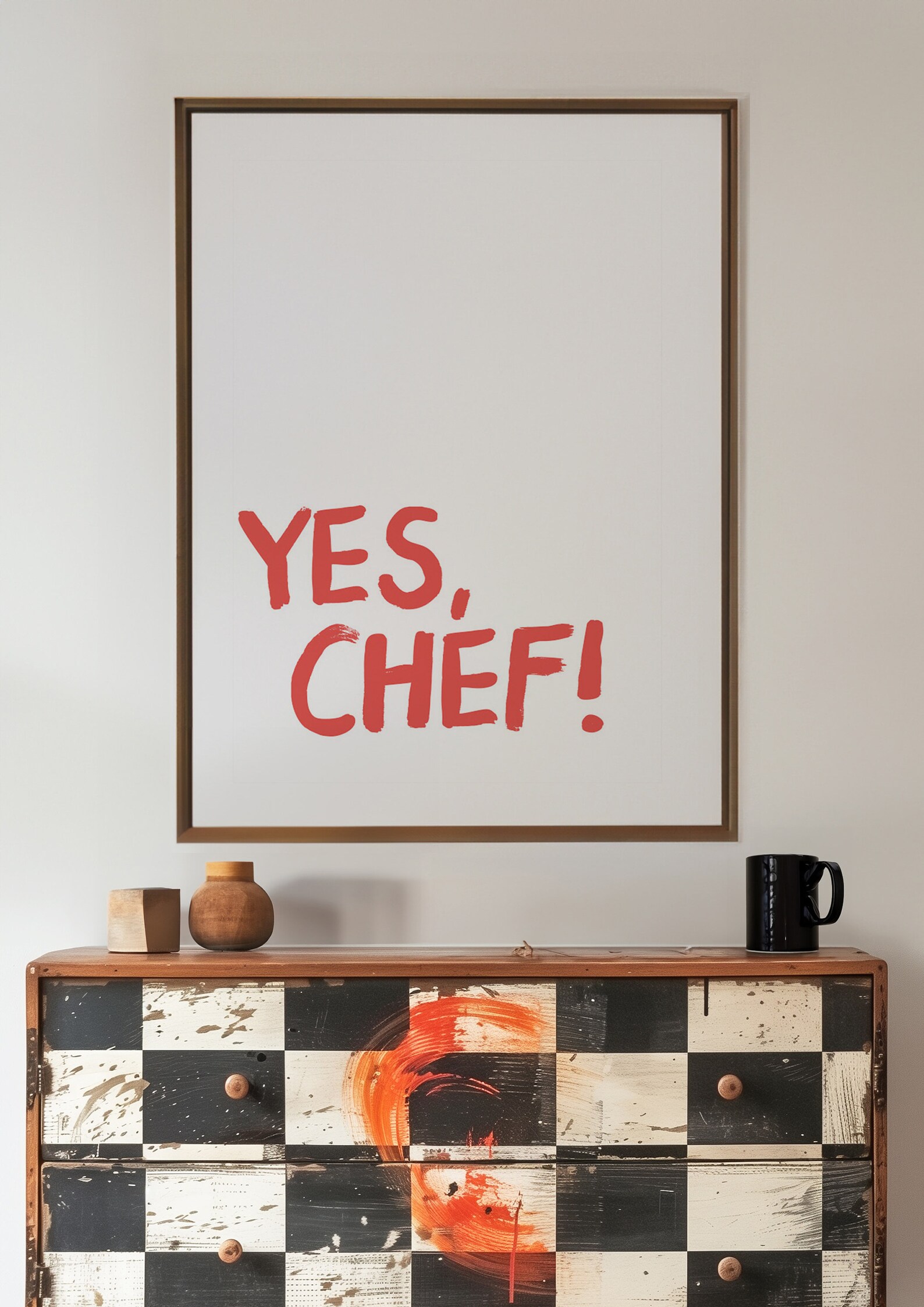Yes Chef Print | Aesthetic Kitchen Decor | Cute Cooking Art | Kitchen ...