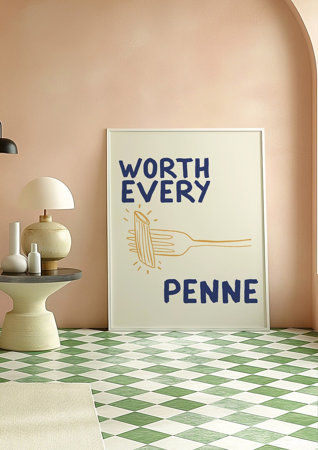 Worth Every Penne Aesthetic Kitchen Decor Cute Cooking Art Kitchen Wall ...