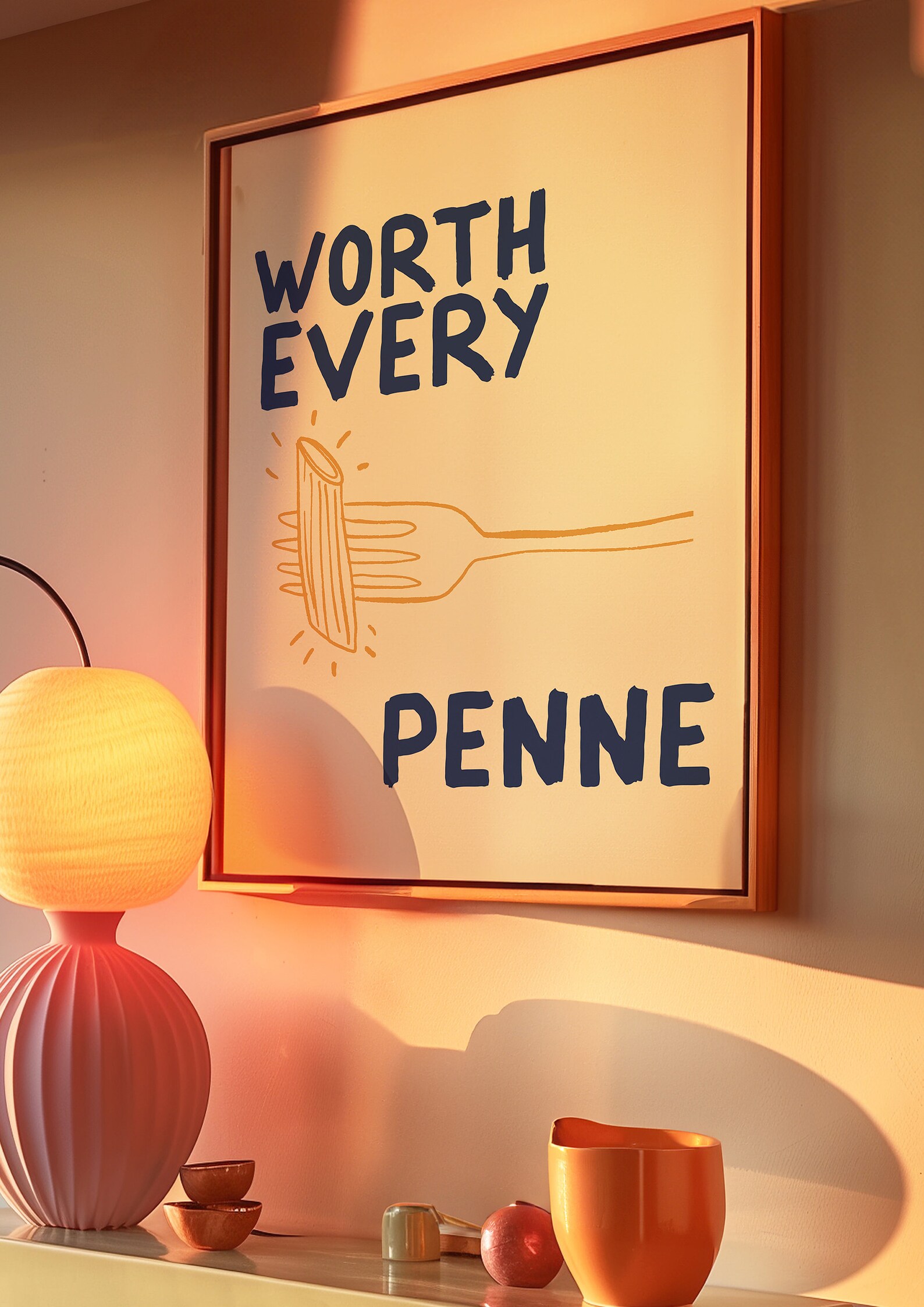 Worth Every Penne Aesthetic Kitchen Decor Cute Cooking Art Kitchen Wall ...