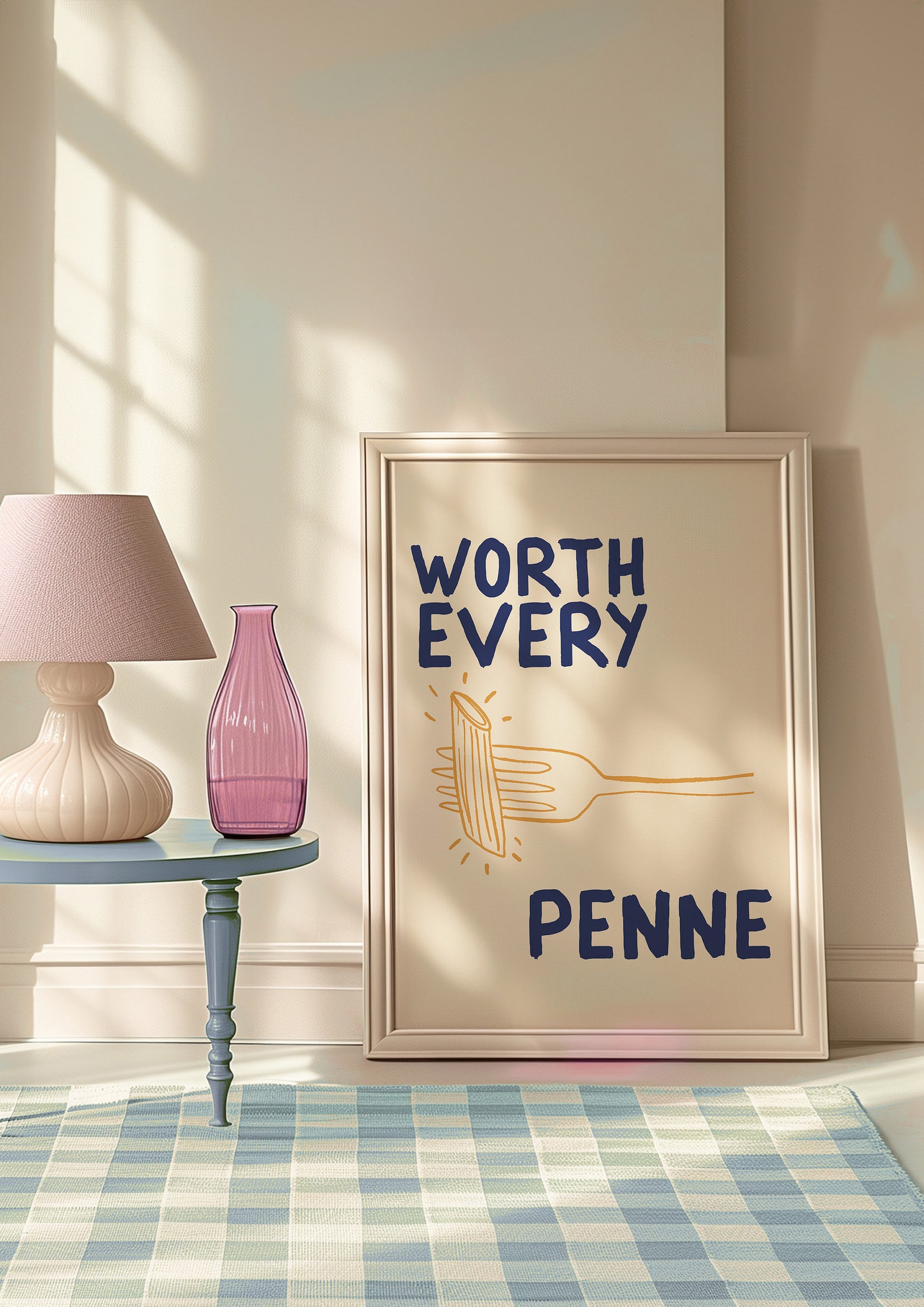 Worth Every Penne Aesthetic Kitchen Decor Cute Cooking Art Kitchen Wall ...