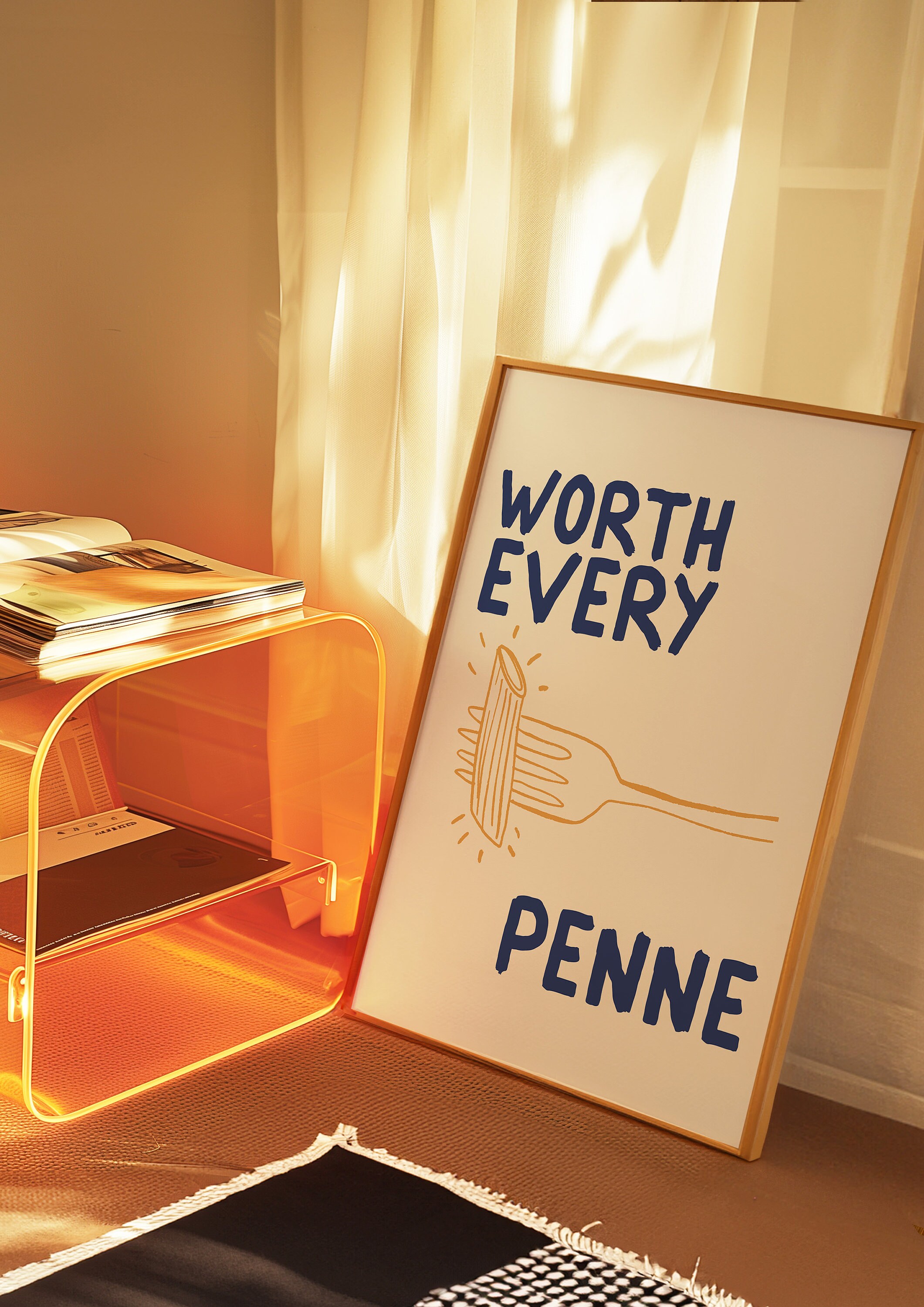 Worth Every Penne Aesthetic Kitchen Decor Cute Cooking Art Kitchen Wall ...