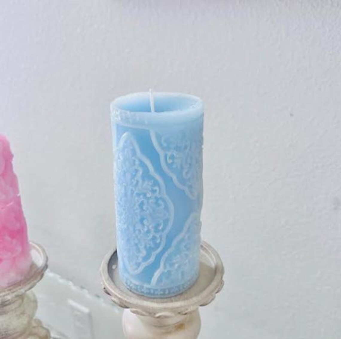 Empyreanbyshifa | Decorative Embossed Scented Beeswax Pillar Candles - Etsy