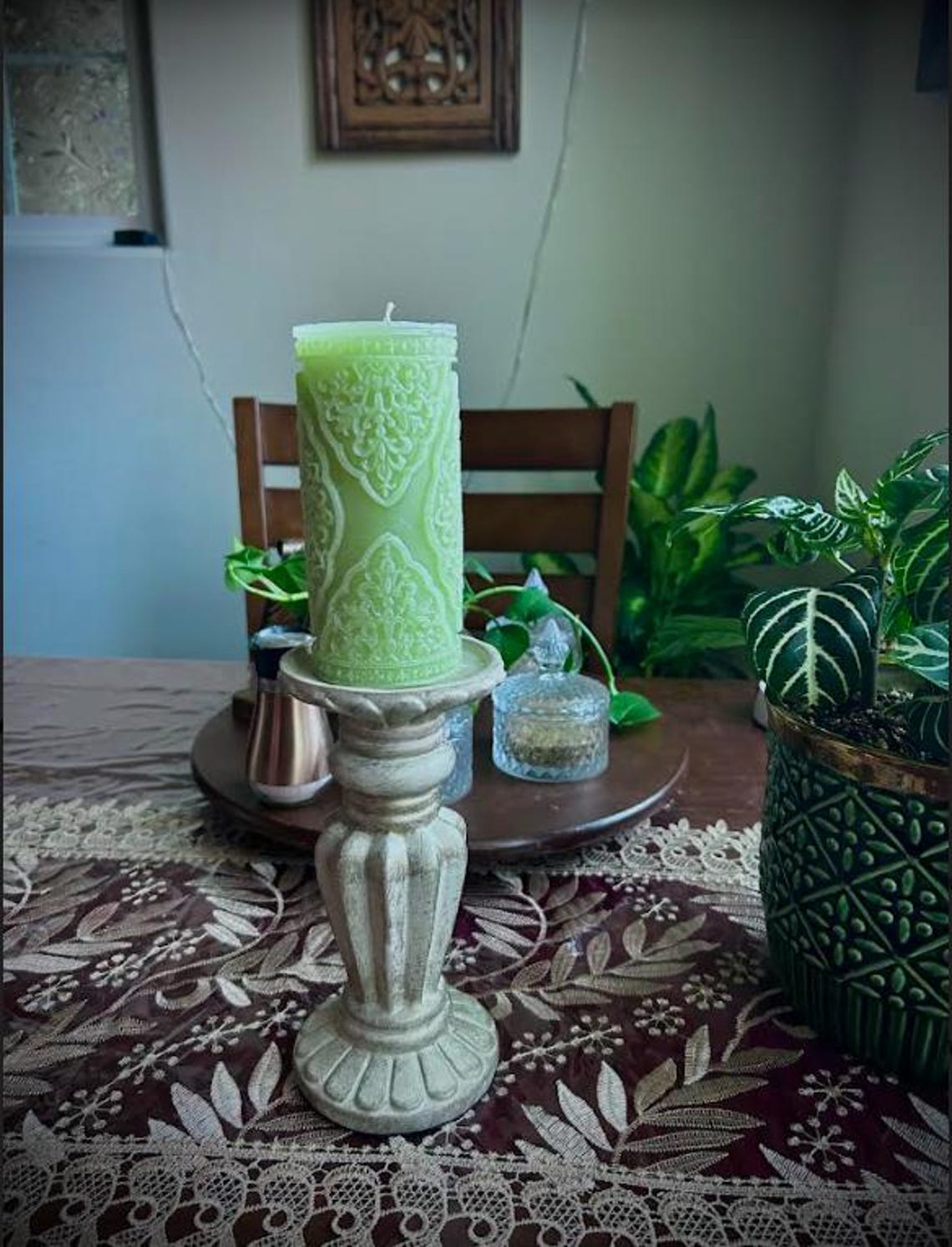 Empyreanbyshifa | Decorative Embossed Scented Beeswax Pillar Candles - Etsy