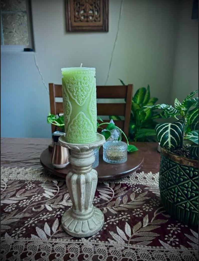 Empyreanbyshifa | Decorative Embossed Scented Beeswax Pillar Candles - Etsy