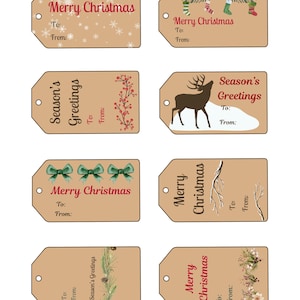 Christmas Gift Tags - Rustic - 24 Printable Tags - Etsy