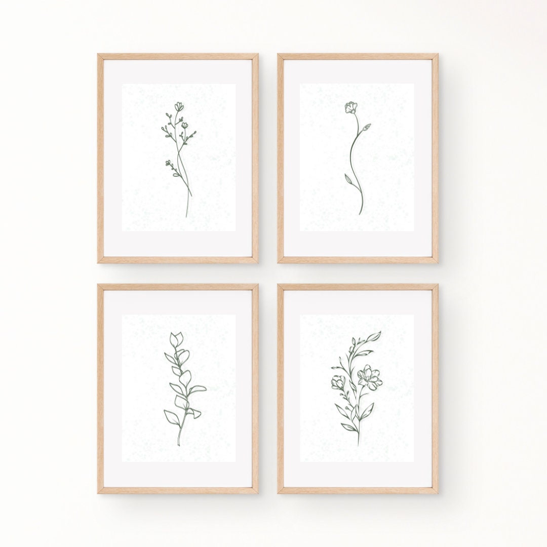 Four Digital Wall Art Prints - Customizable - Elegant Hand Designed Art ...