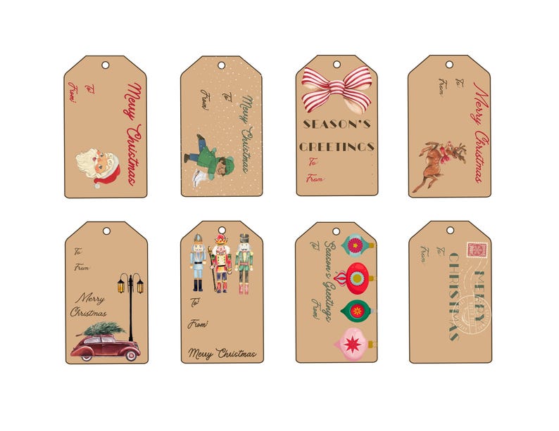Christmas Gift Tags - Vintage - 24 Printable Tags - Etsy