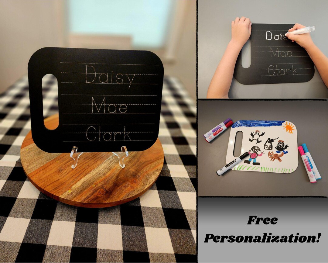 Kids Name Tracing Chalkboard With Reversible Whiteboard, Handwriting ...