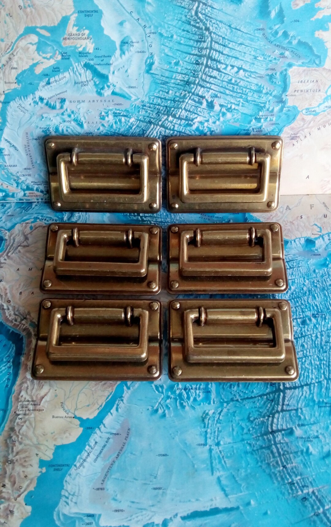 FREE Shipping! 6 Vintage Square Shiny Brass/metal Handles - Etsy