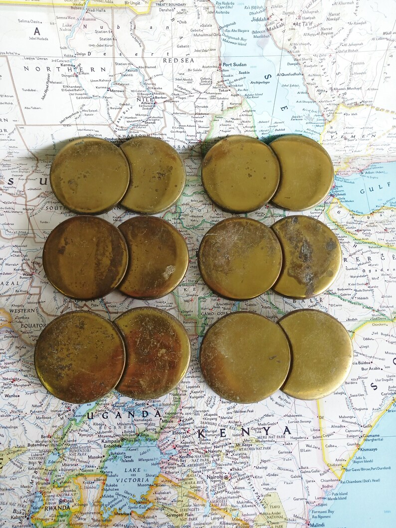 SALE 6 Deco-style Double Circle Distressed Brass/metal - Etsy