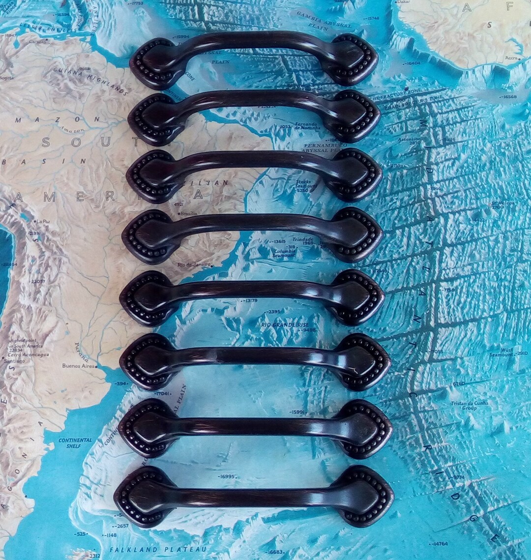 SALE 8 Slim Vintage Dark Brass Metal Handles - Etsy