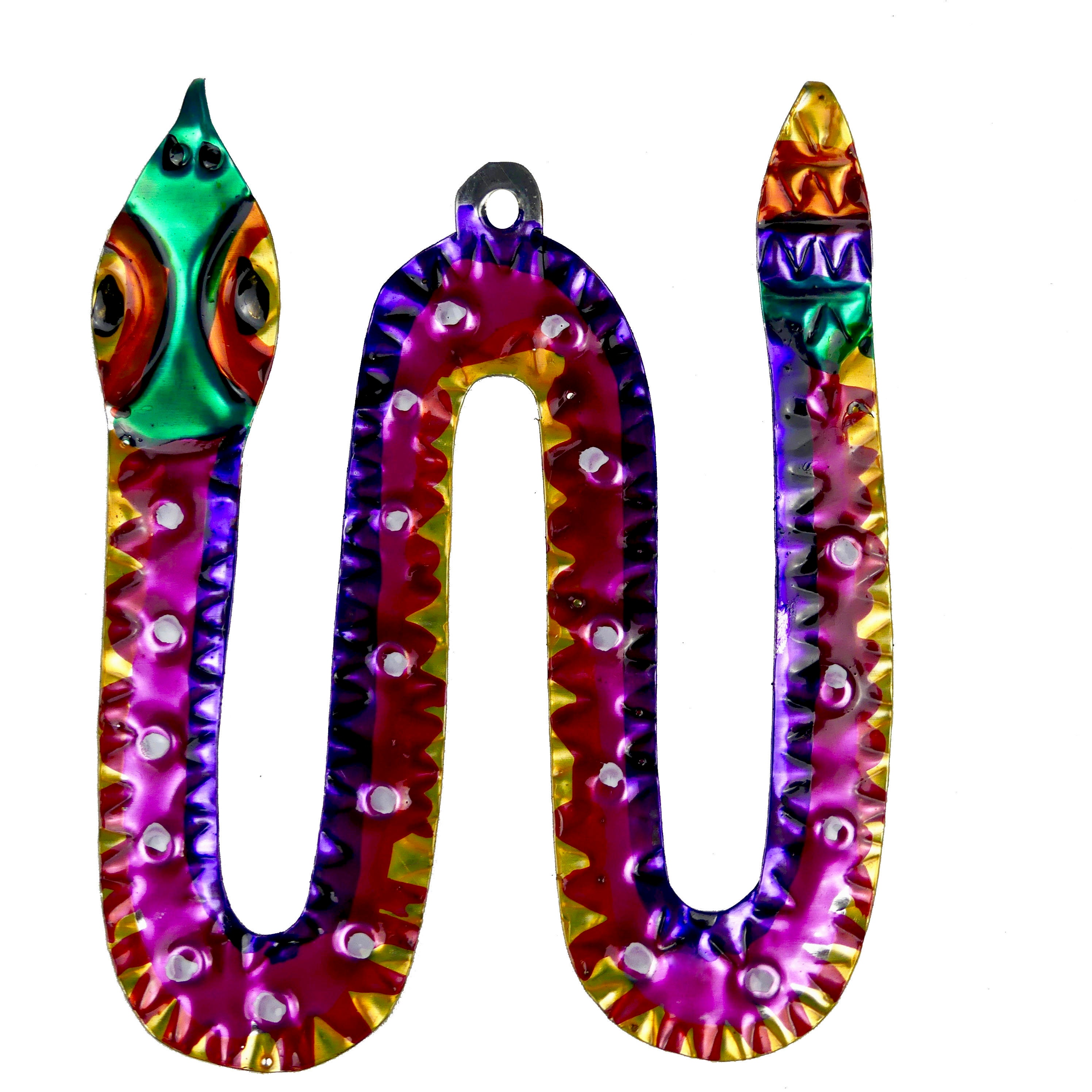 Hand-punched Tin Ornament Snake Colorful Mexican Folk Art | Etsy