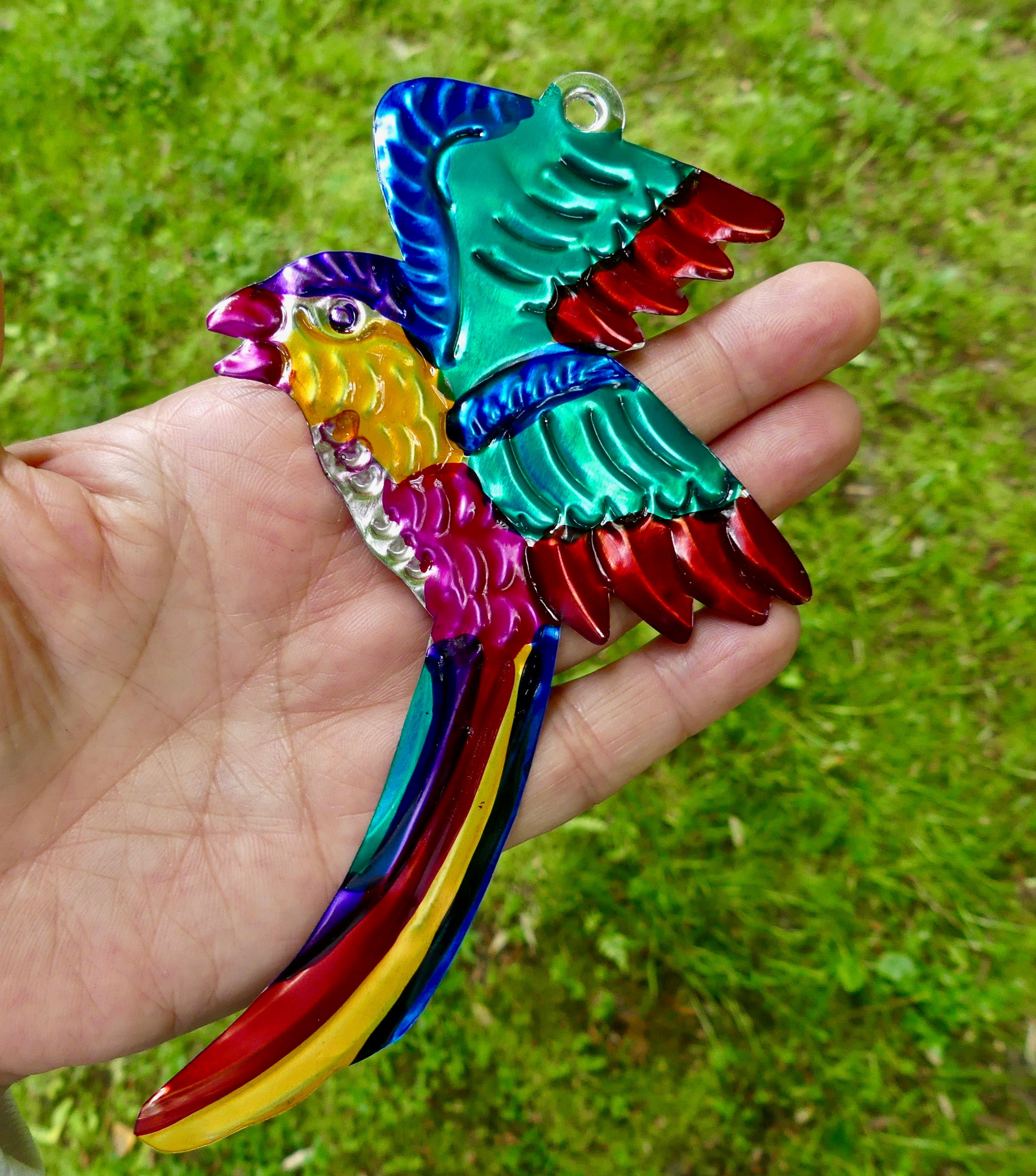 Hand-punched Tin Ornament | Quetzal Bird Tropical | Colorful Mexican ...