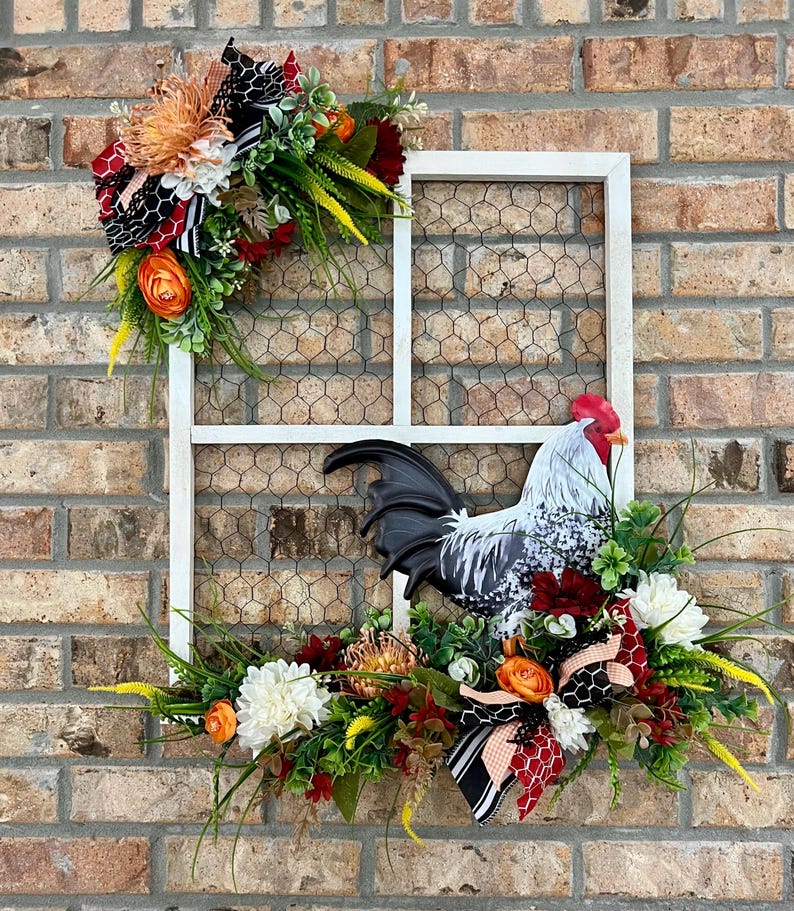 Custom Farm Rooster Window Frame, Chicken Window Frame, 18x22 ...