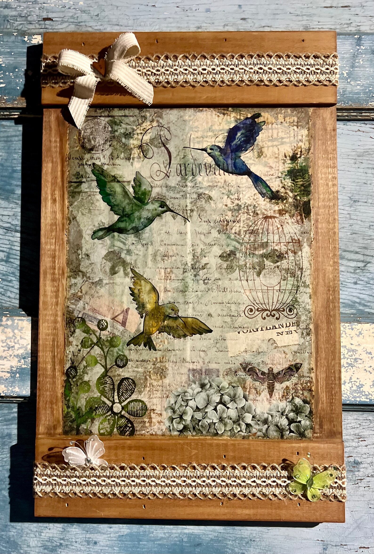 Custom-built Wooden Decoupaged Hummingbird Wall Decor, Decoupaged ...