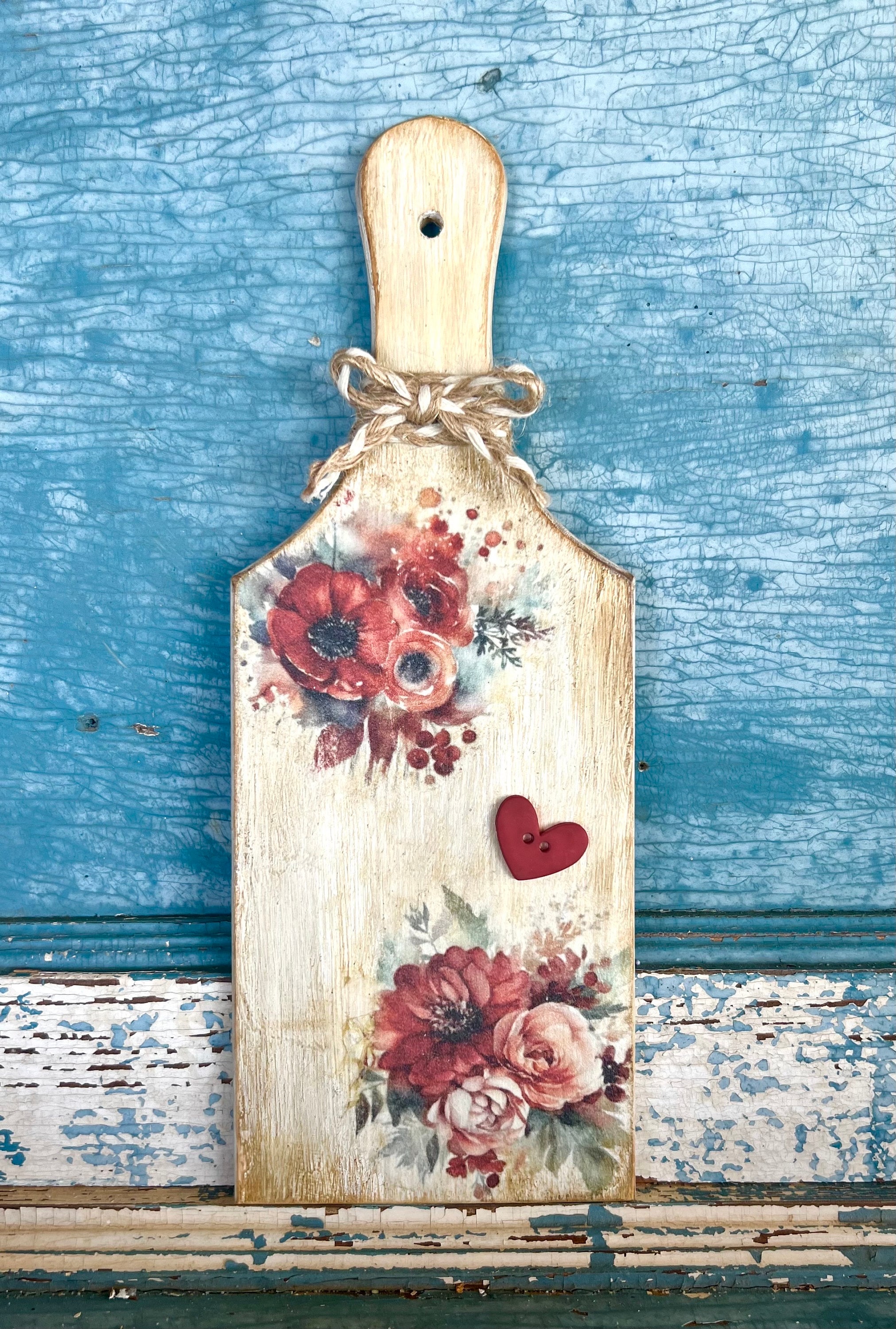 Decoupaged Small Cutting Board, 9.5 X 3.5” Wooden Cutting Board ...