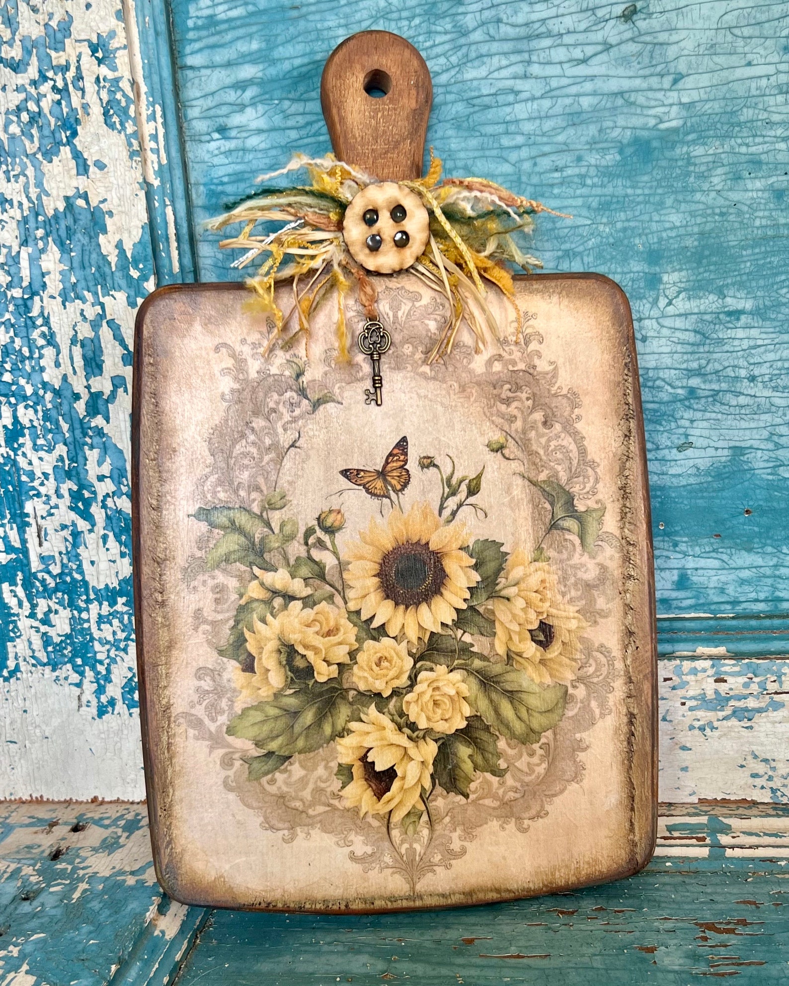 Sunflower Decoupaged Cutting Board, 6.5x10.5 Sunflower Decoupaged ...