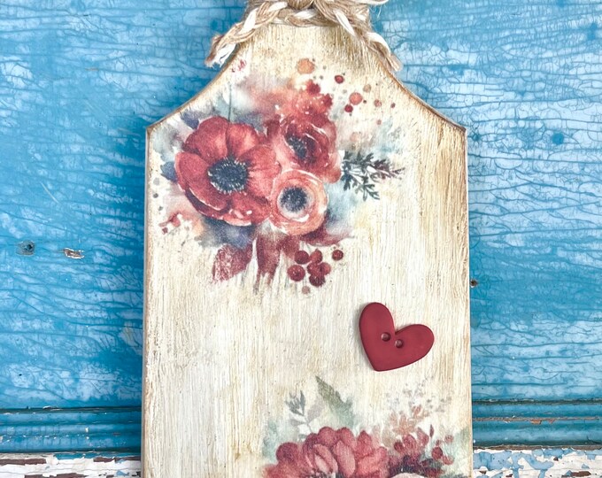Decoupaged Small Cutting Board, 9.5 X 3.5” Wooden Cutting Board ...