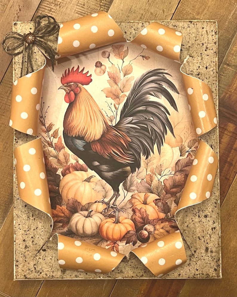 Fall Rooster Canvas Art: Pumpkin Patch Decoupage (8x10”) - Etsy