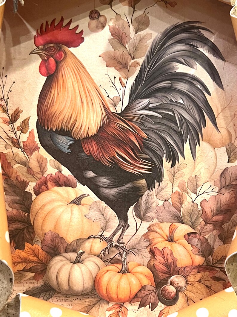 Fall Rooster Canvas Art: Pumpkin Patch Decoupage (8x10”) - Etsy