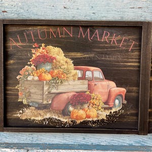 Fall Truck Wooden Wall Plaque - Rustic Autumn Market Decor - Etsy