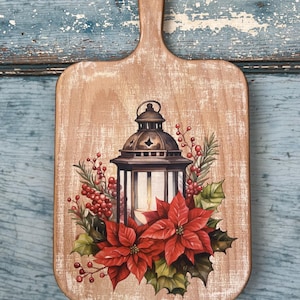 Christmas Lantern Wooden Decorative Cutting Board: Holiday Decor (13x8 ...