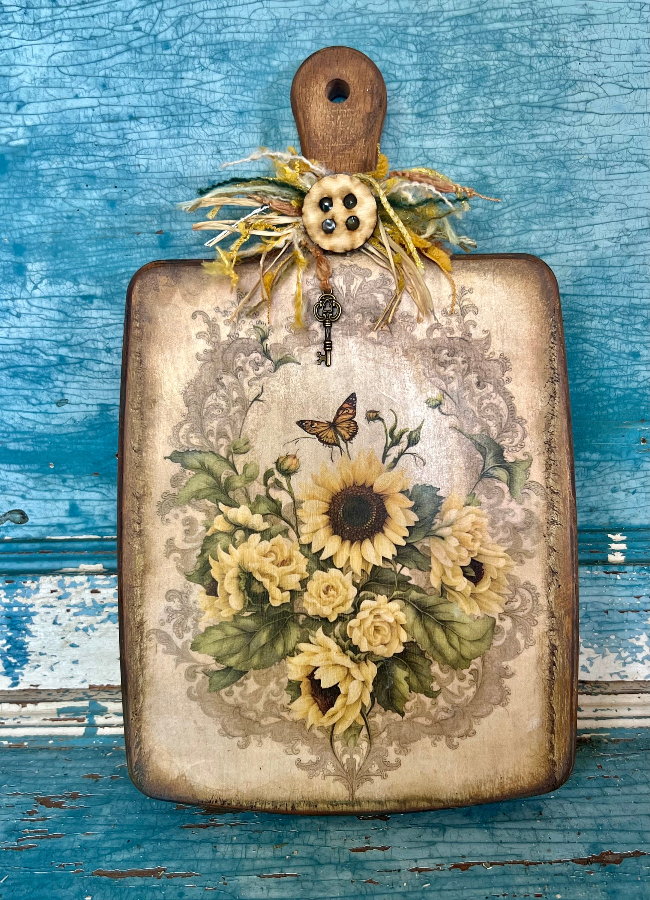 Sunflower Decoupaged Cutting Board, 6.5x10.5 Sunflower Decoupaged ...