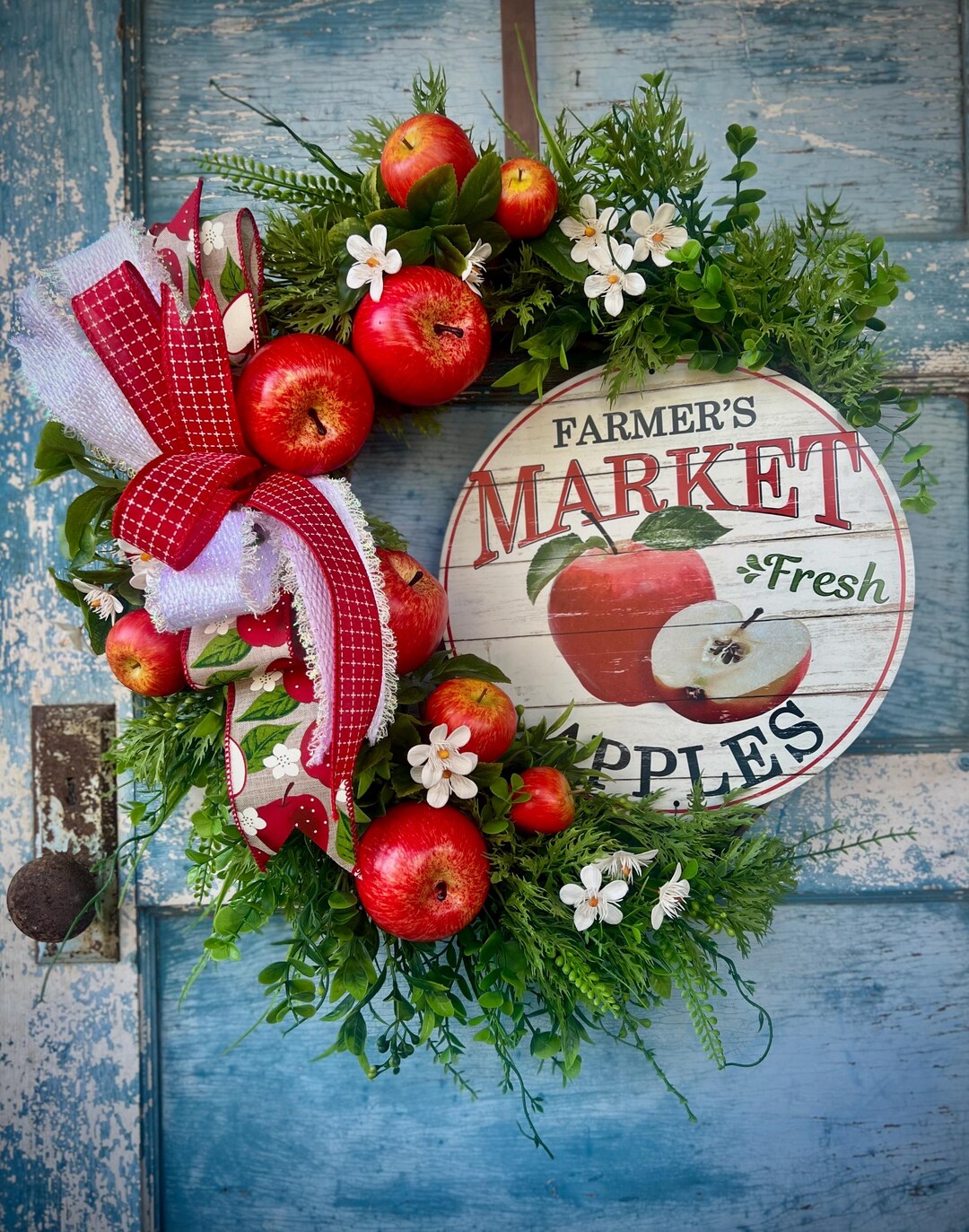 Country Apple Wreath Decor, Rustic Apple Wreath, 26”x22” Farmhouse ...