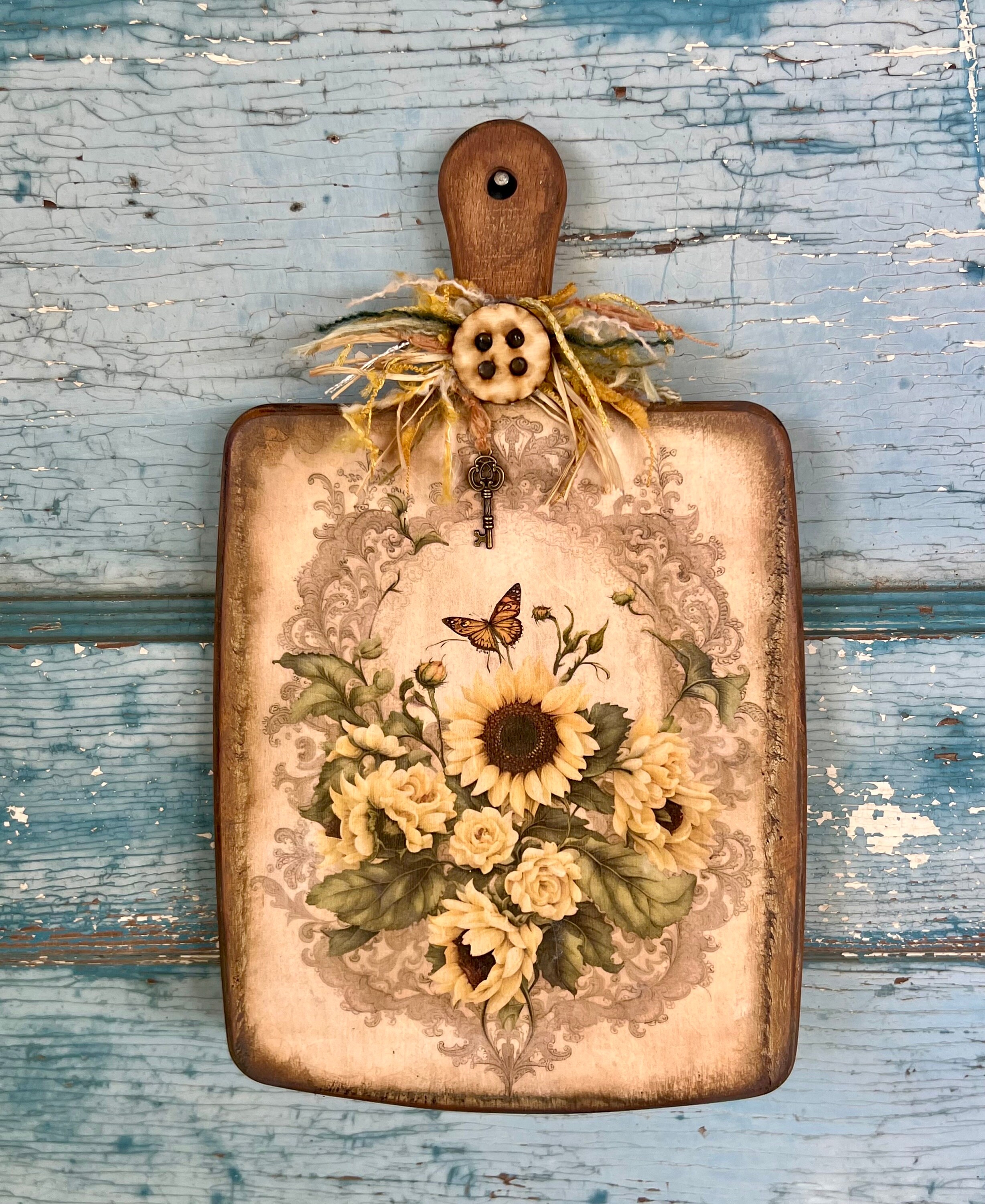 Sunflower Decoupaged Cutting Board, 6.5x10.5 Sunflower Decoupaged ...